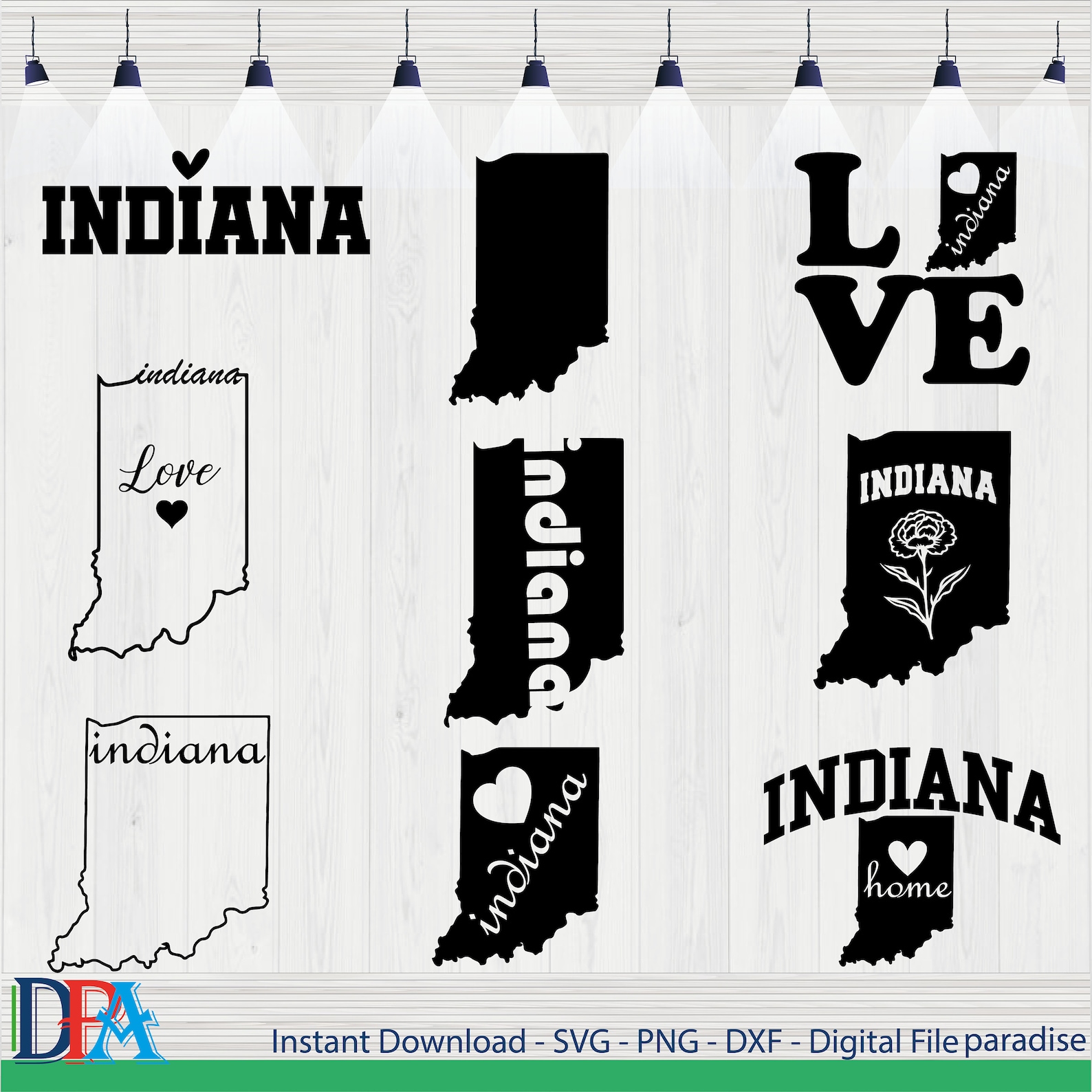 Indiana State SVG Bundle | Instant Download | Commercial Use ...