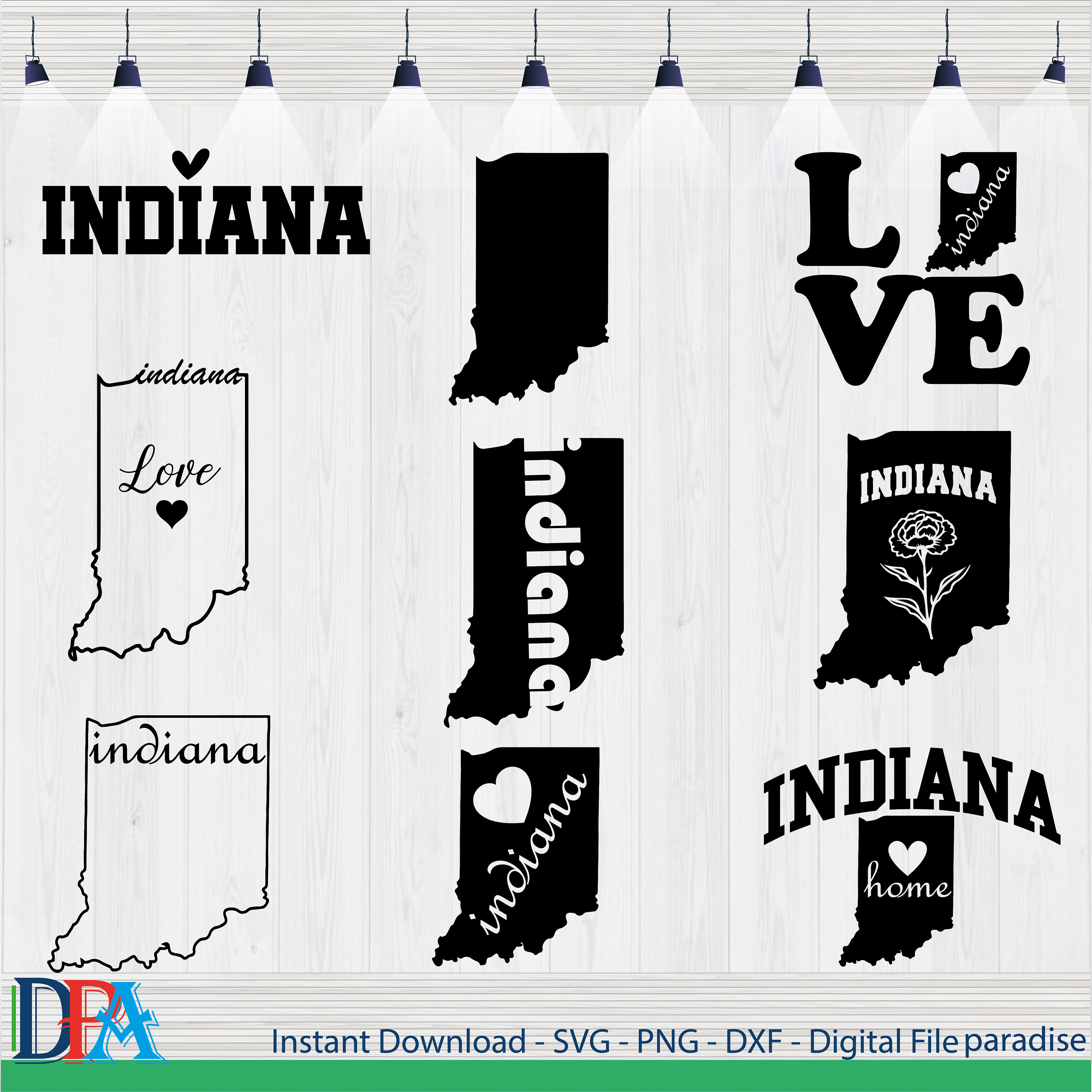 Indiana State SVG Bundle | Instant Download | Commercial Use ...