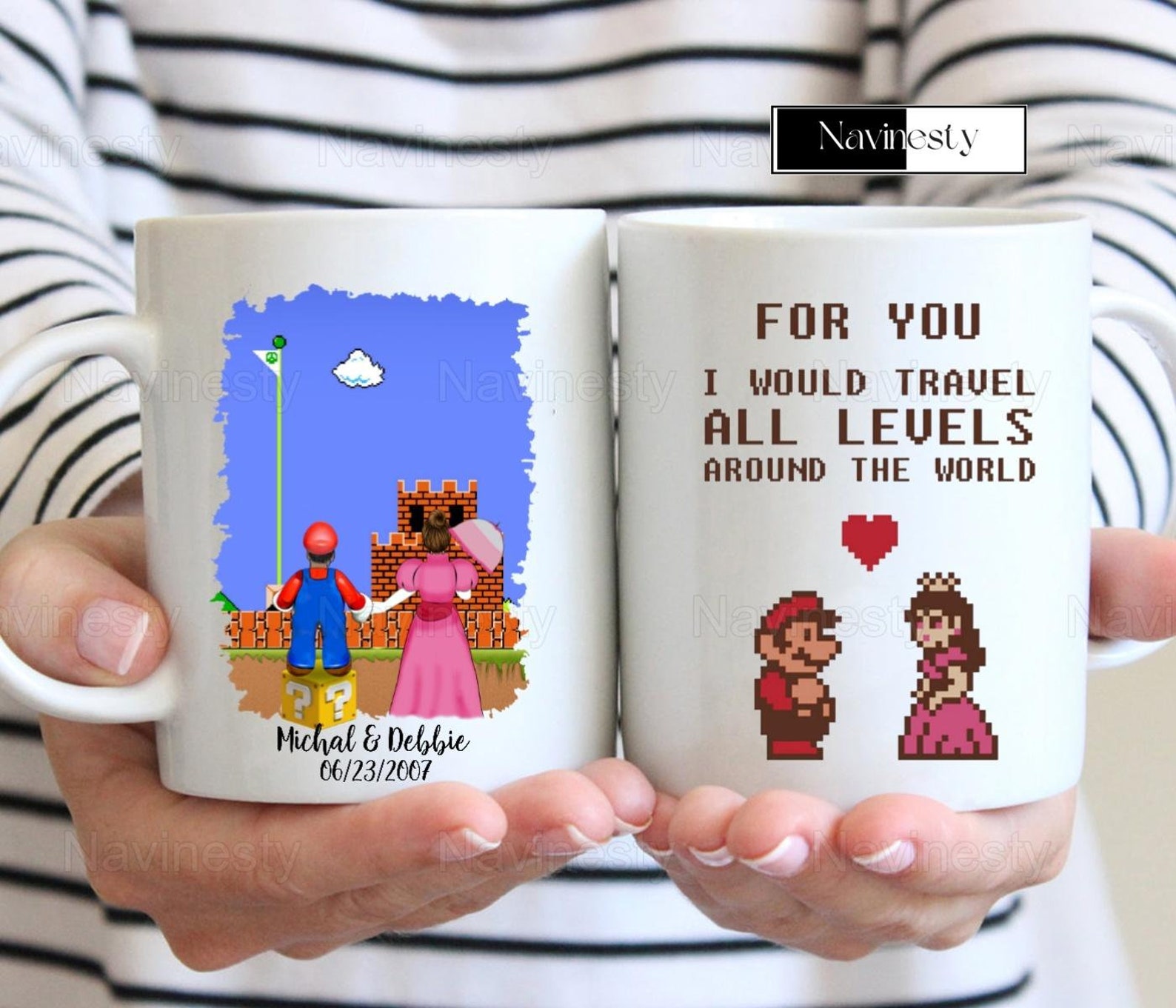 Mario Couple Ceramic Mug, Princess Peach Valentine Coffee Cup ...