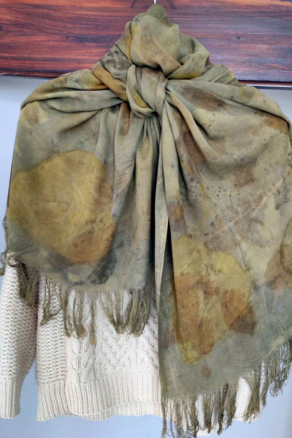 Nature-inspired Leaf Print Scarf, Eco-friendly Natural Dyes, Soft ...