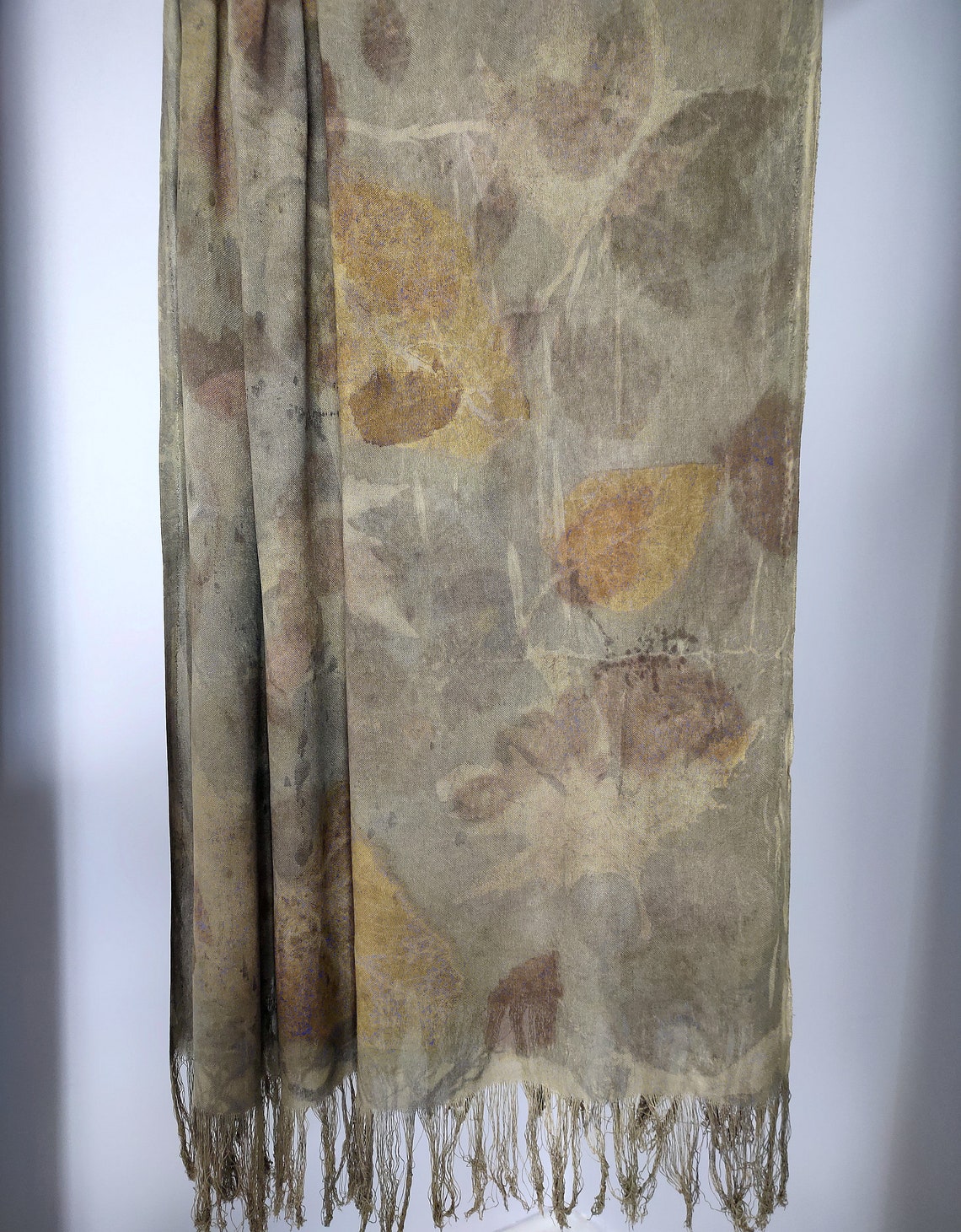 Nature-inspired Leaf Print Scarf, Eco-friendly Natural Dyes, Soft ...
