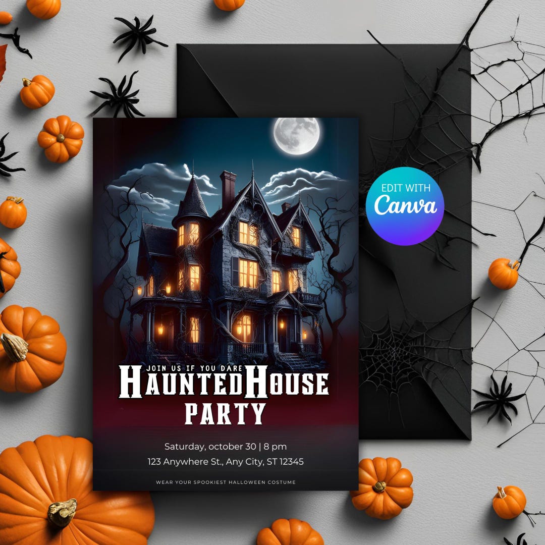 Haunted House Flyer, Trunk or Treat Invite, Halloween Party, DIY Trunk ...