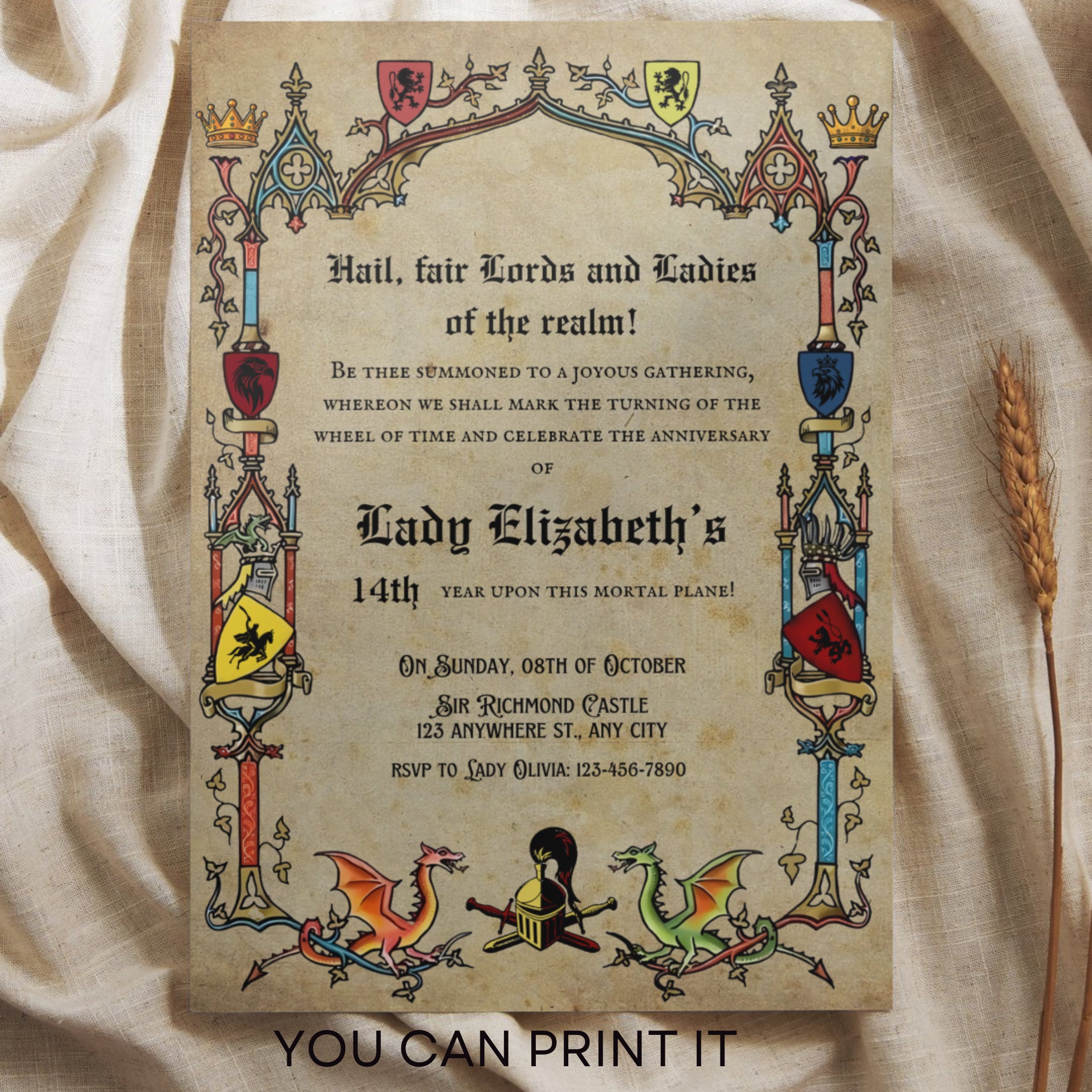 Medieval Invite, Medieval Party Invite, Medieval Invite, Medieval ...