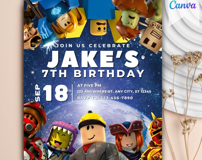 Roblox Birthday Invitation - Etsy
