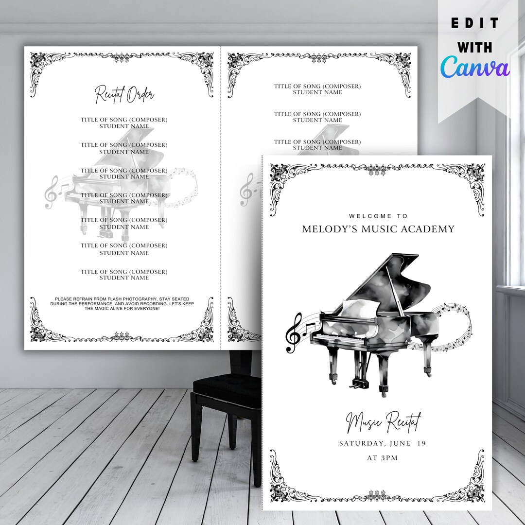 Recital Program Template, Music Program Template, Music Recital ...