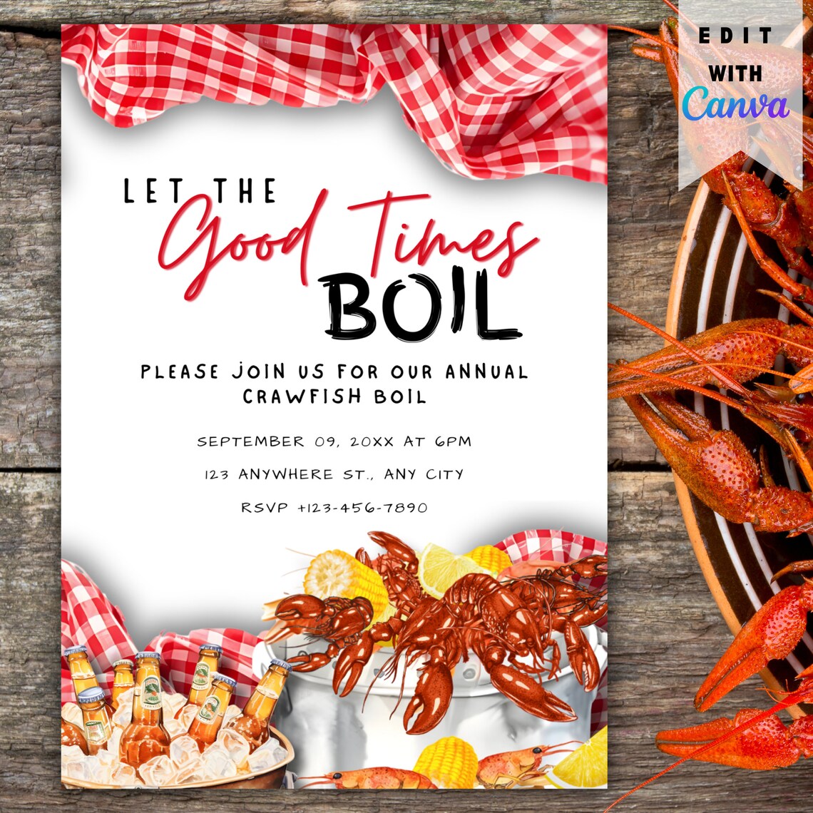 Seafood Boil Invitation, Crawfish Invitation, Lobster Boil Invitation ...