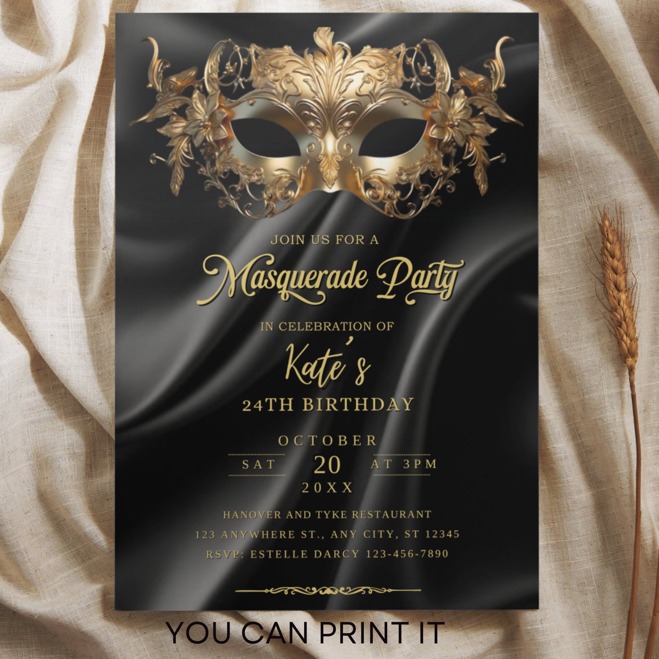 Masquerade Ball Invite Template Masked Ball Invite Mardi Gras Invite ...