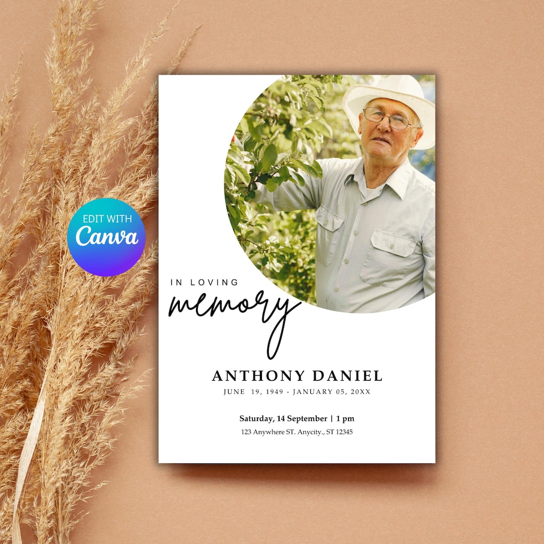 Death Announcement, Funeral Pamphlet Template, Viewing Invitation ...