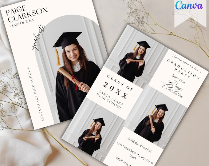 Graduation Party Invitation With Graduation Cap and Tassel, Simple ...