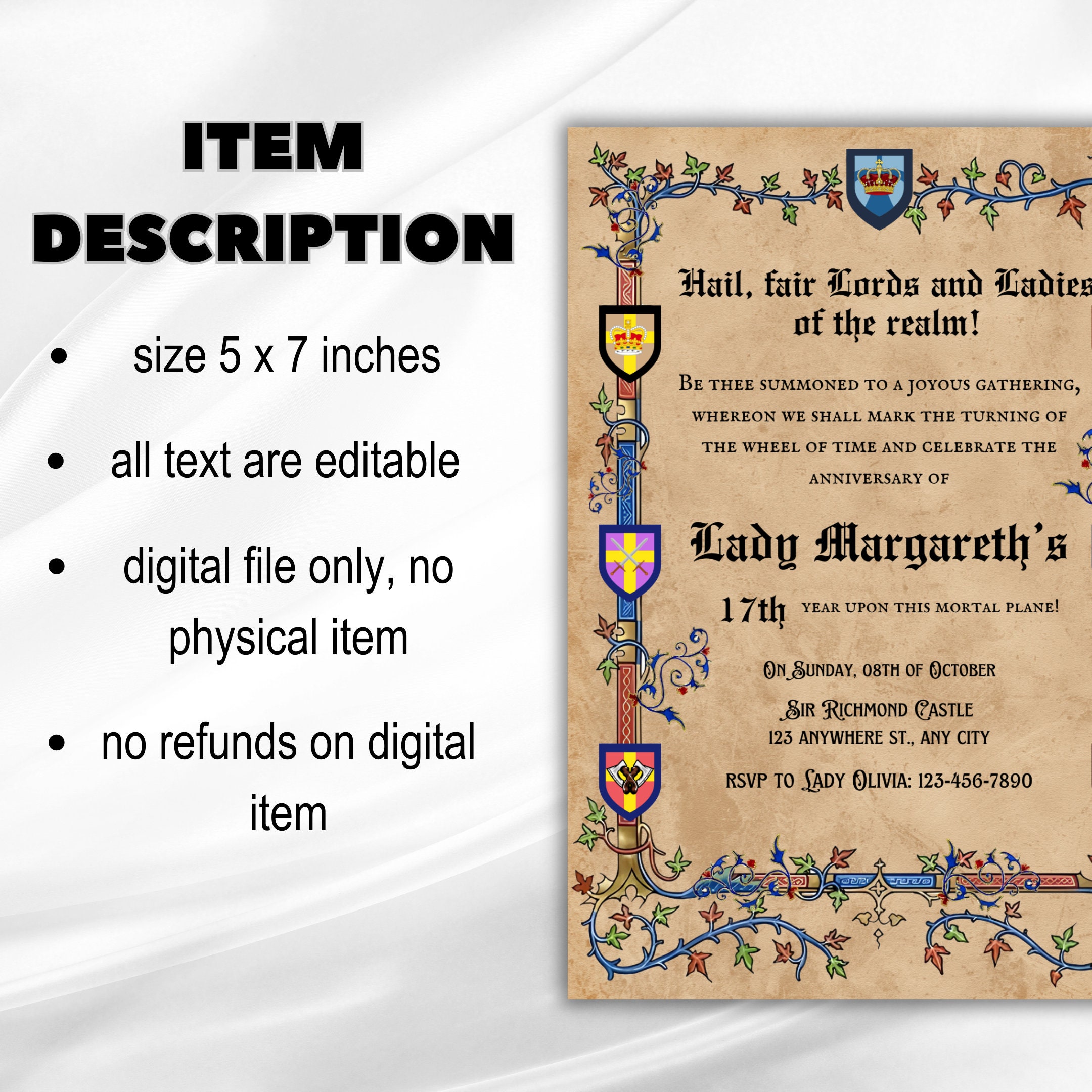 Medieval Invite, Medieval Party Invite, Medieval Invite, Medieval ...