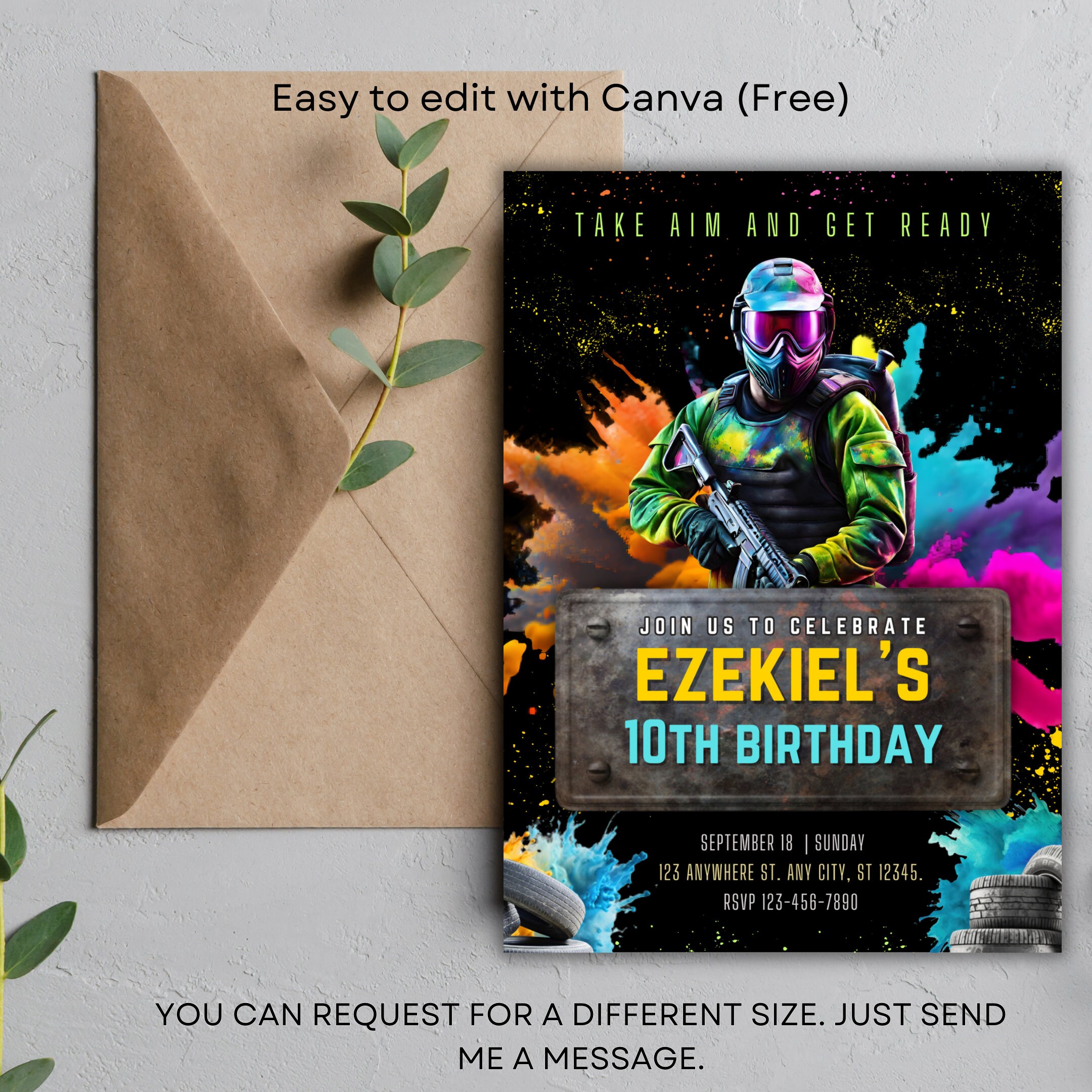 Paintball Invitation Editable Birthday Invitation Template, Paintball ...