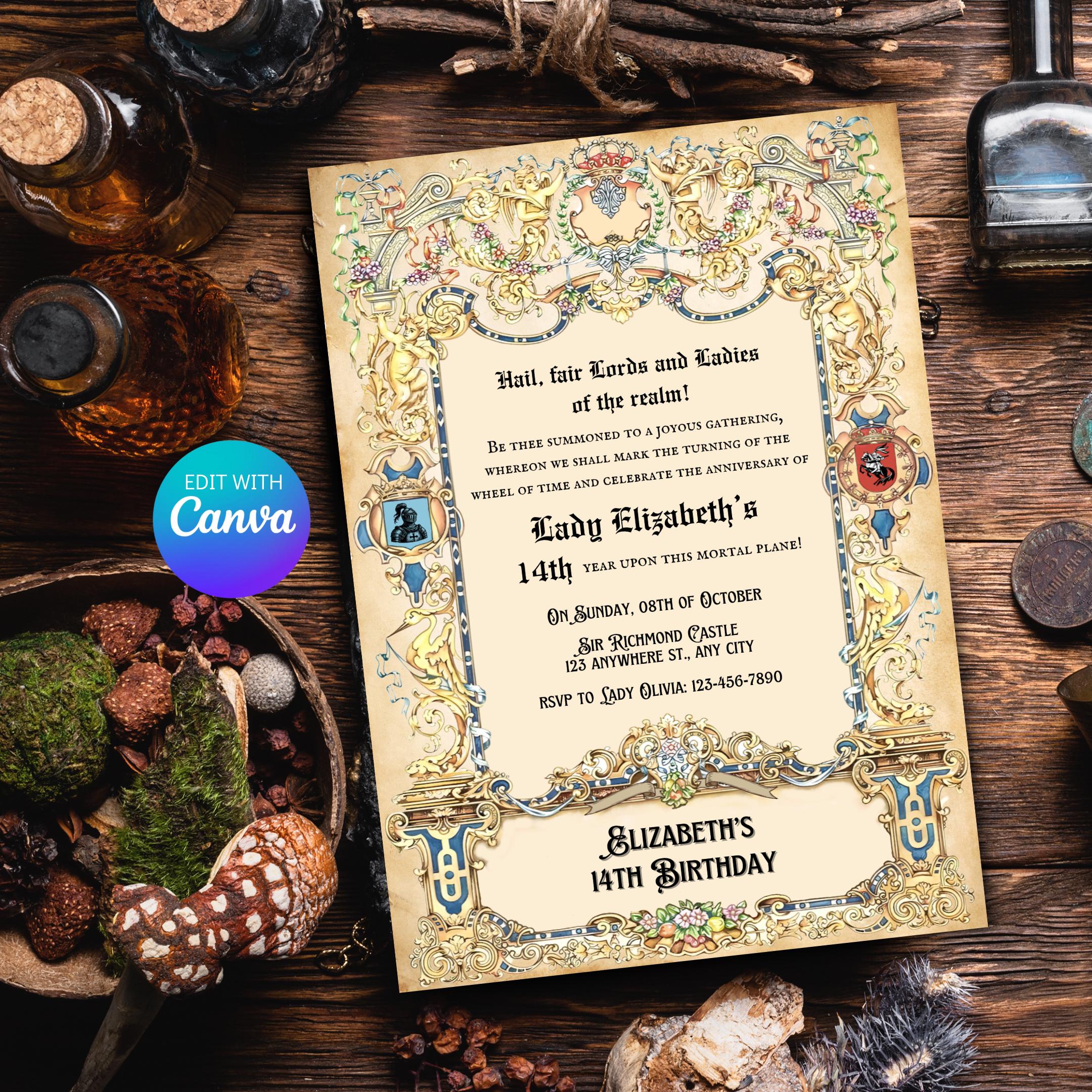 Medieval Party Invite, Medieval Invite, Medieval Renaissance Invitation ...