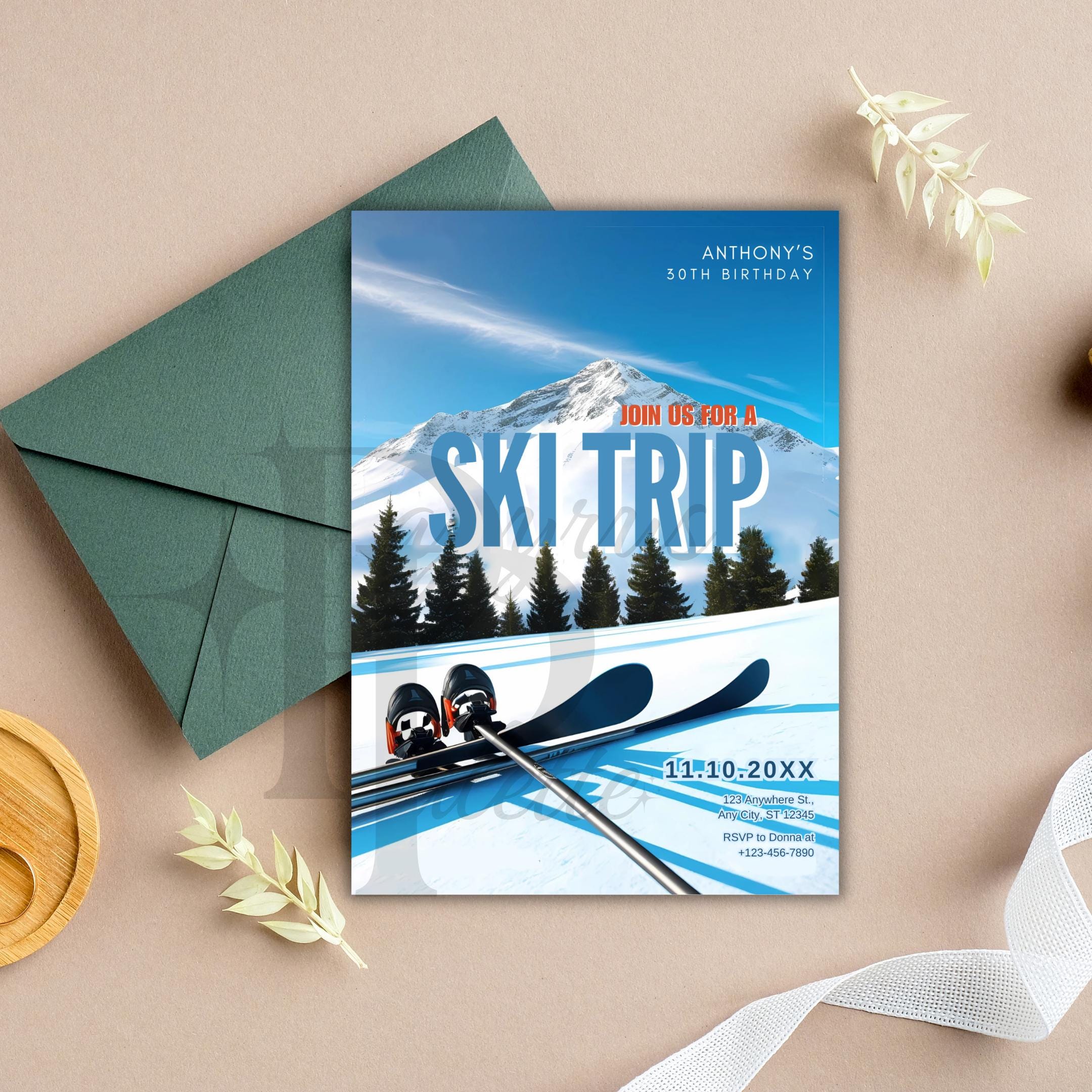 Ski Trip Invitation Template | Printable Ski Party & Vacation Invites ...