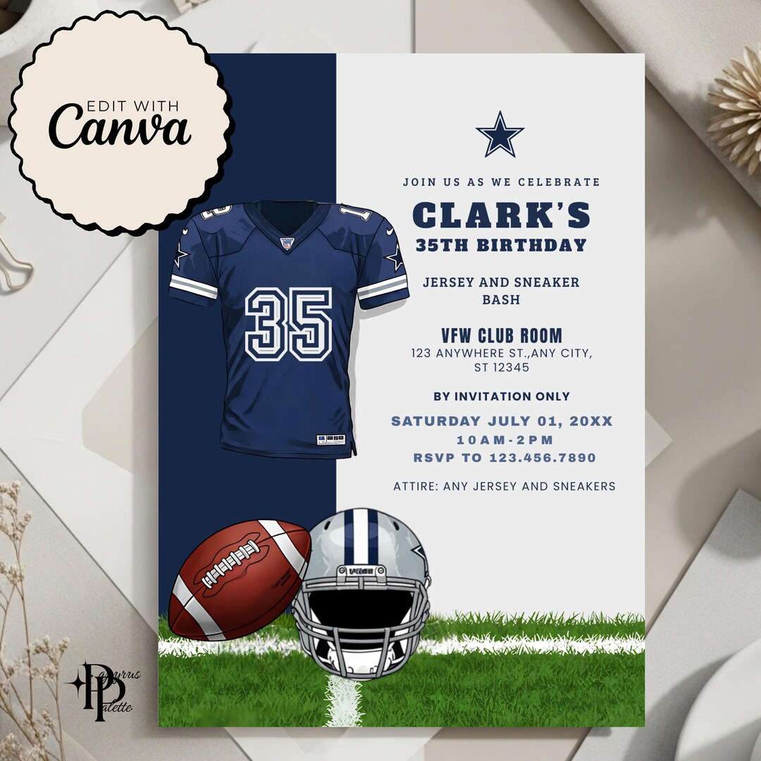 Football Jersey Invite, Editable Jersey Birthday Invite, Football ...