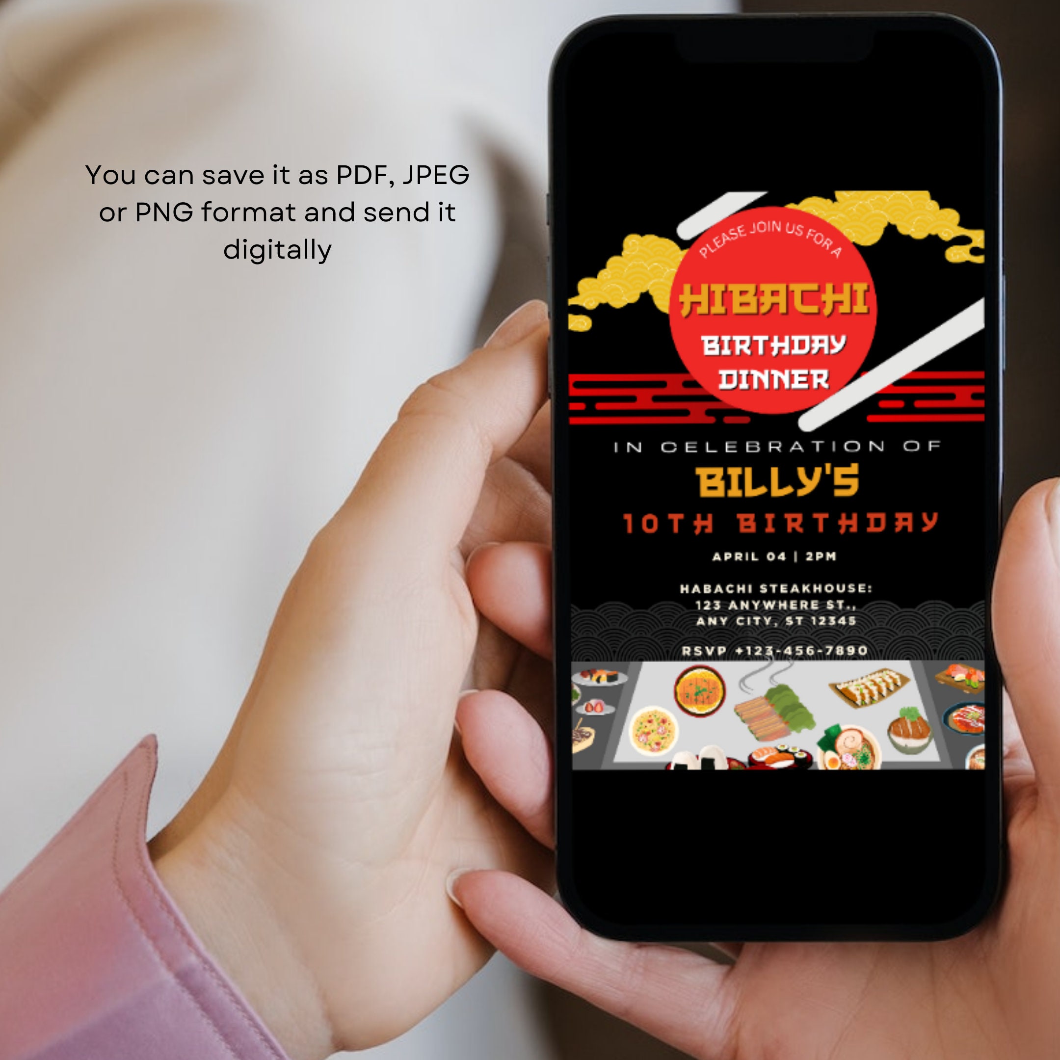 Hibachi Invitation, Hibachi Party, Hibachi Dinner Party Invitation ...