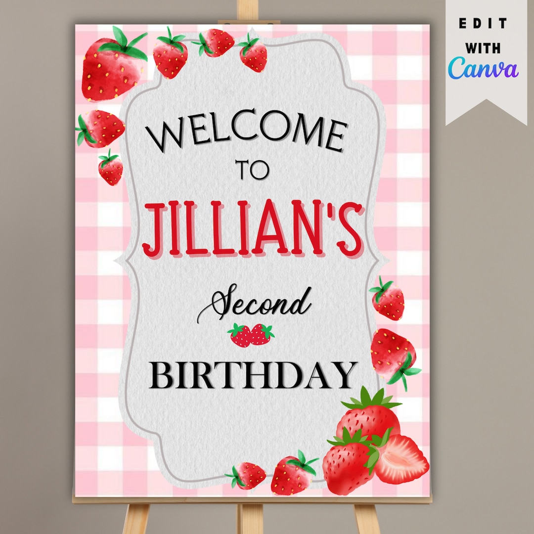 Strawberry Shortcake Welcome Sign Template, Strawberry Welcome Sign ...
