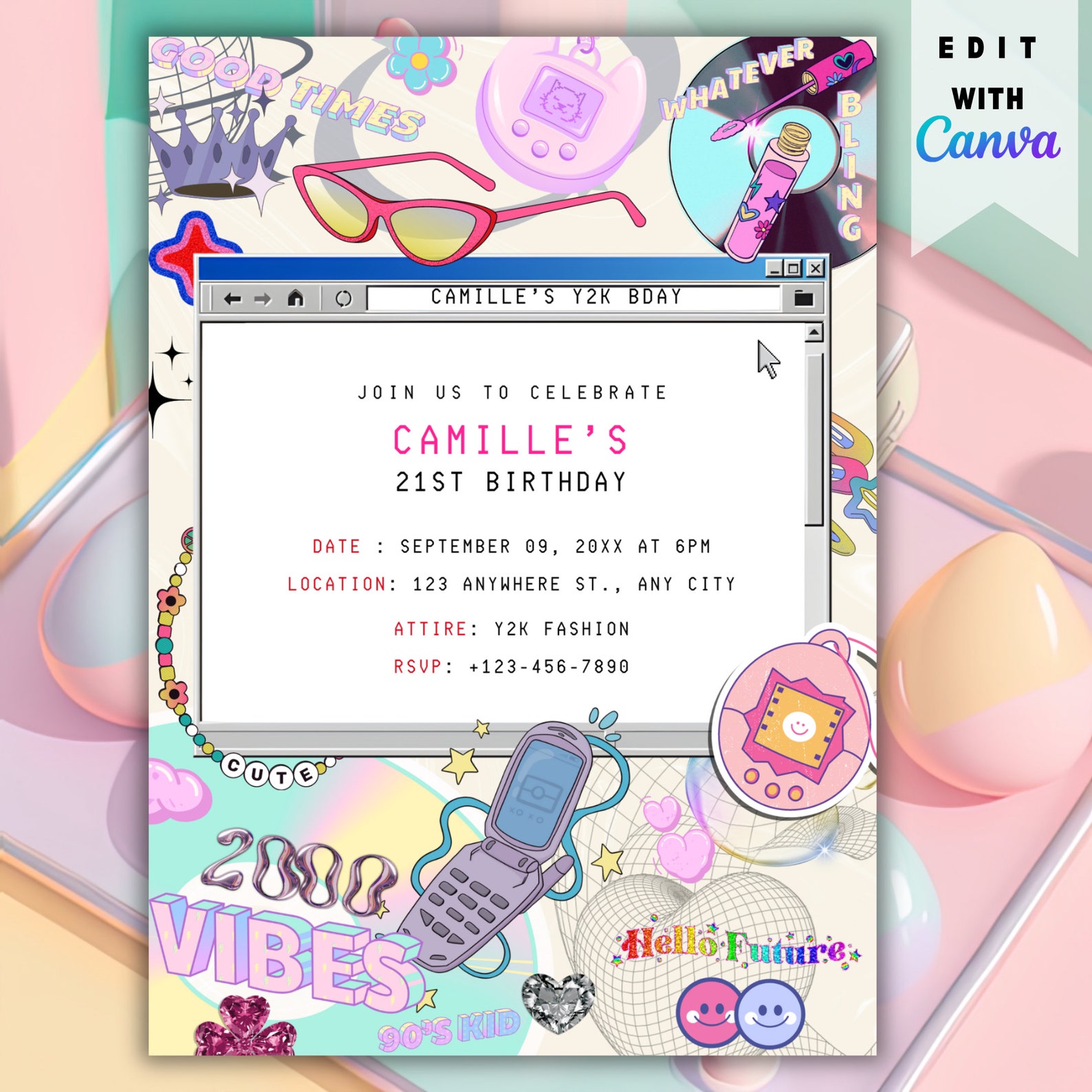 Y2K Birthday Invite, Y2K Invitation, Y2K Party Invitation, 2000s Party ...