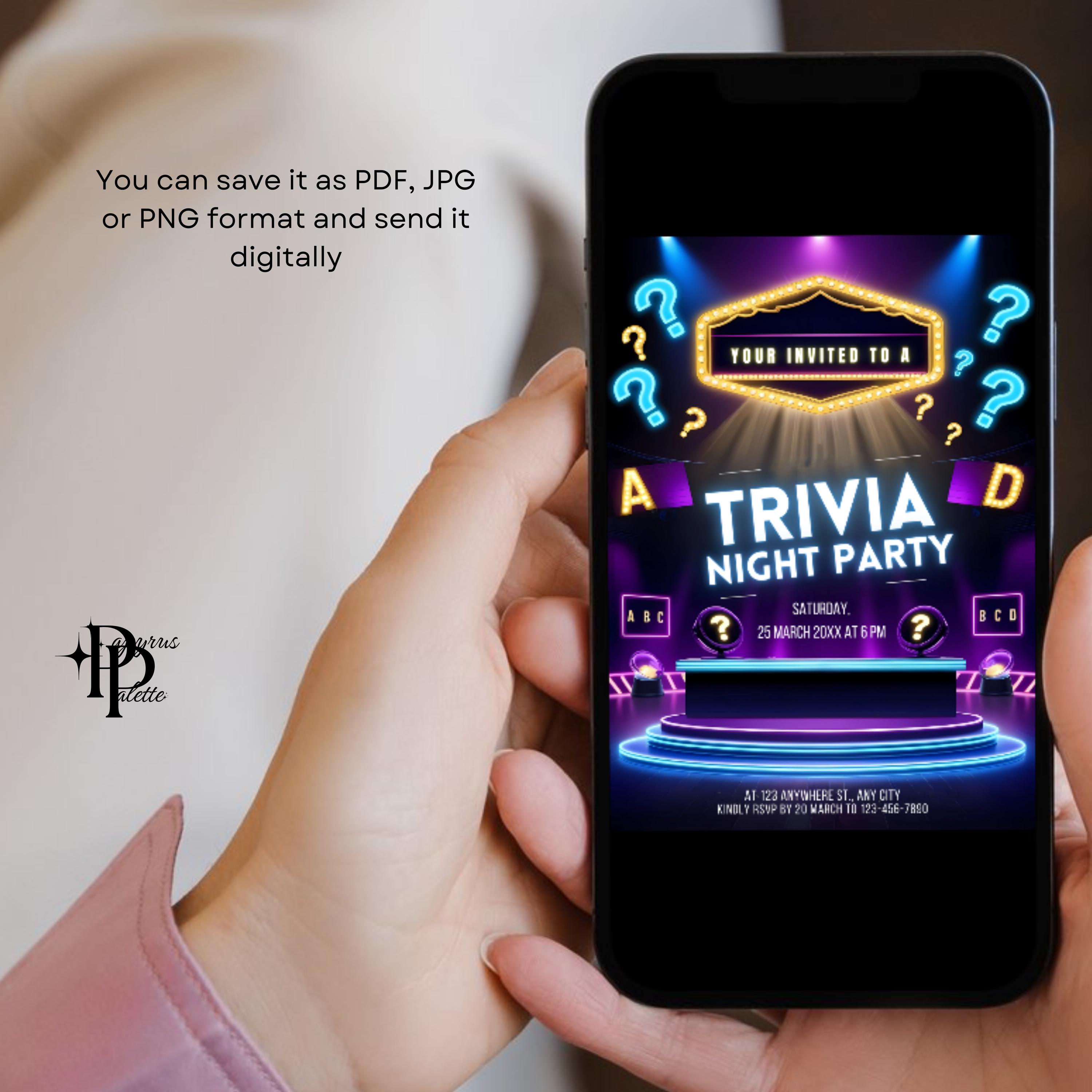 Trivia Night Invite, Quiz Night Invitation, Family Game Night, Quiz ...