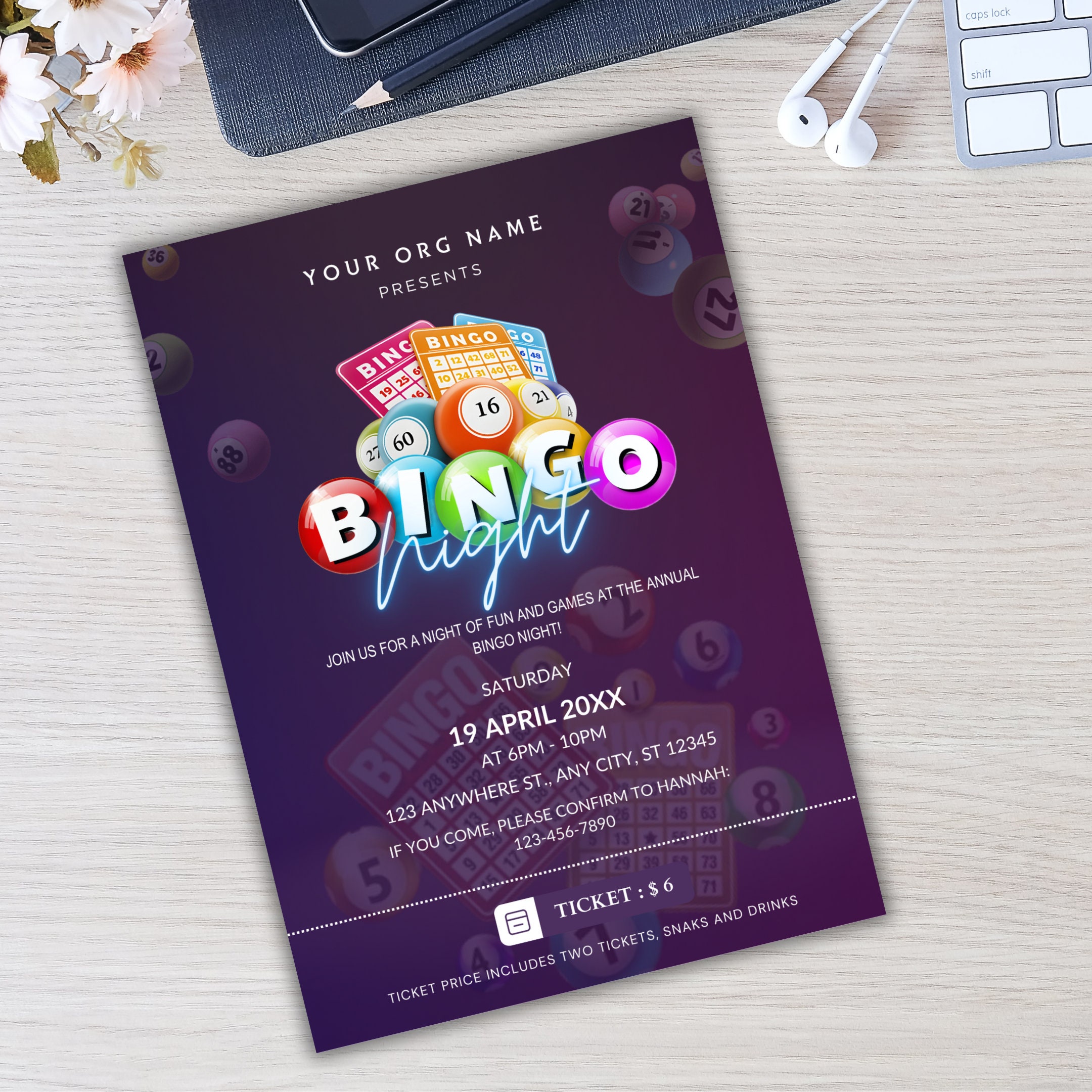 Bingo Night Flyer, Bingo Night Invitation, Bingo Flyer, Bingo ...
