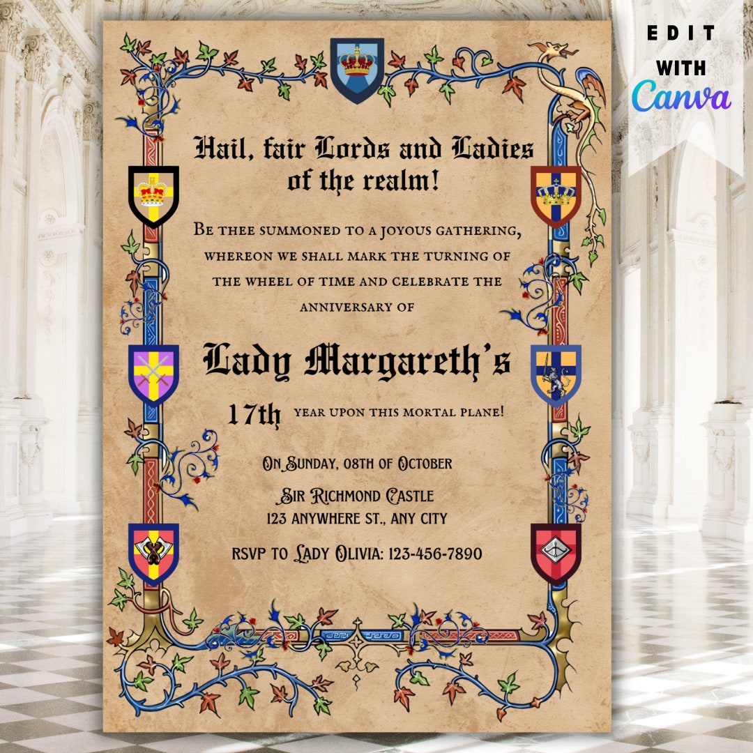 Medieval Invite, Medieval Party Invite, Medieval Invite, Medieval ...