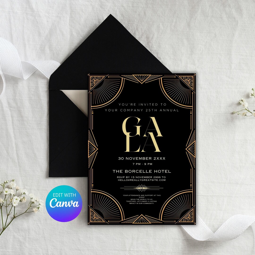 Elegant Gala Invitation - Formal Charity Ball Invite, Banquet & Dinner ...