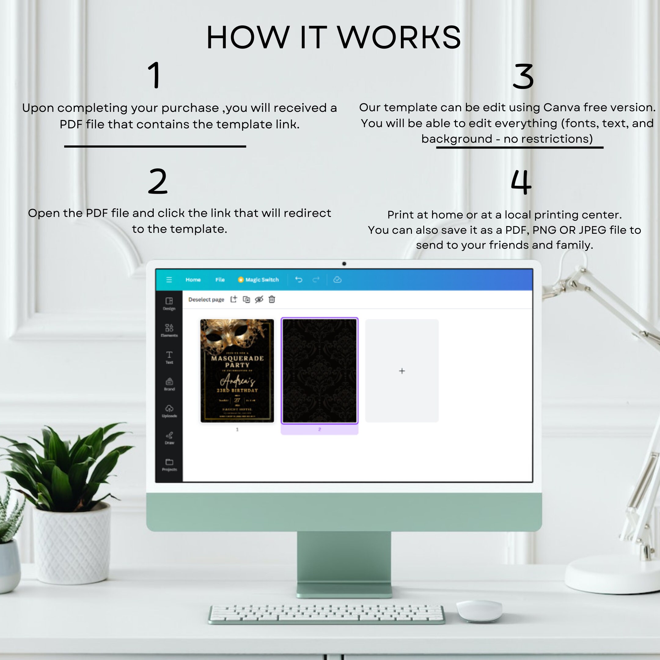 Masquerade Ball Editable Birthday Invitation Template, Printable ...