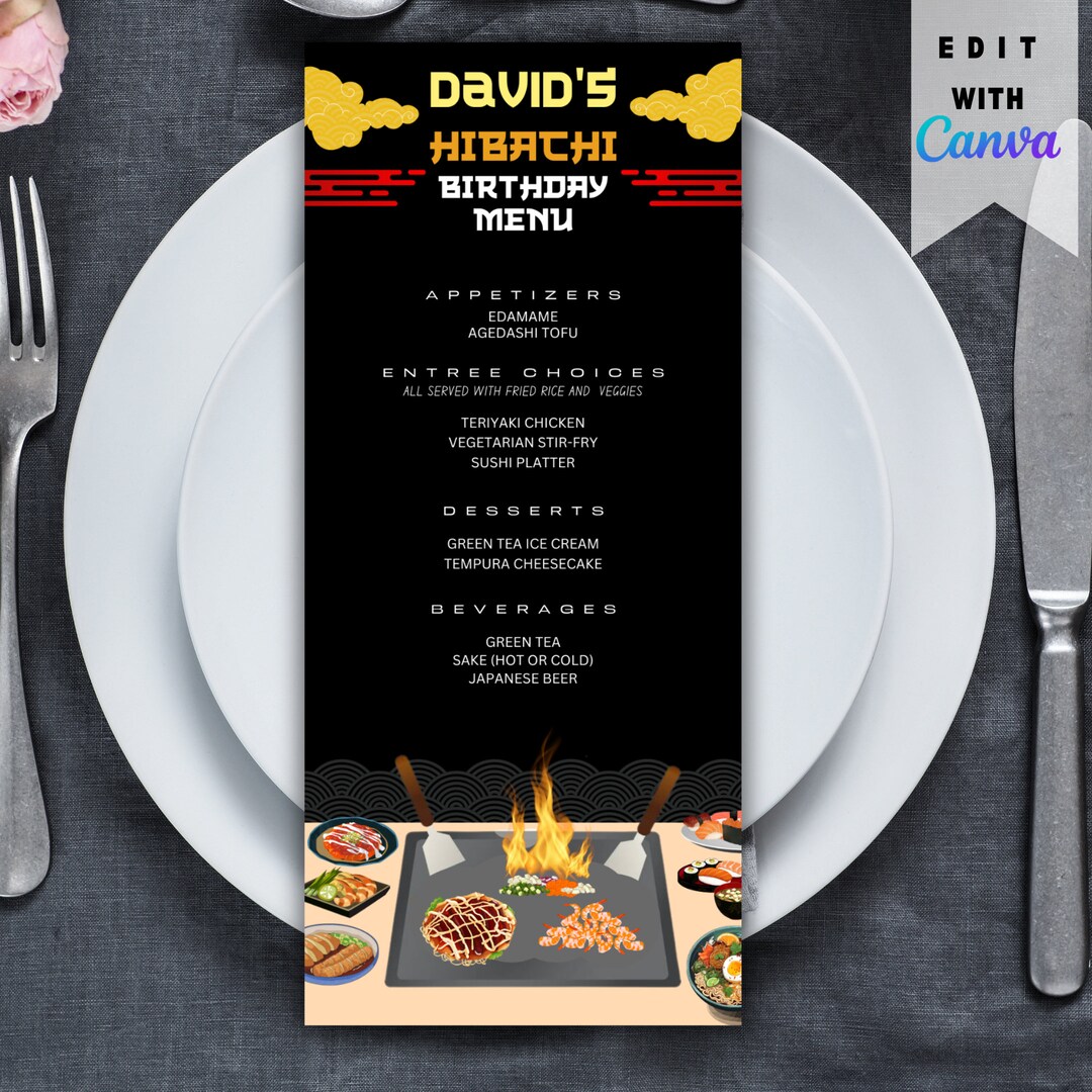 Hibachi Menu, Hibachi Party, Hibachi Dinner Party Invitation, Hibachi ...