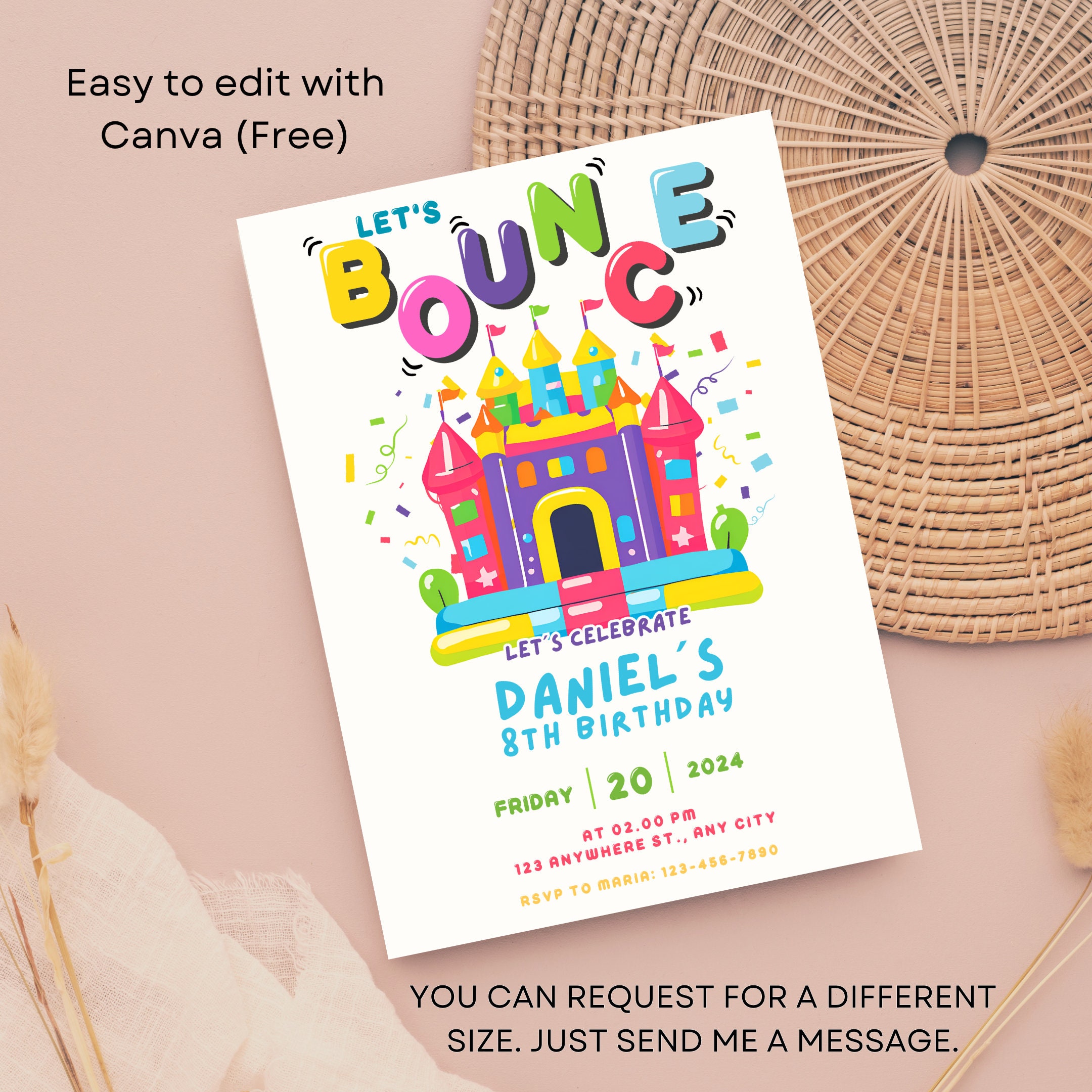 Editable Bouncy Castle Party Invitation - Printable Birthday Invite ...