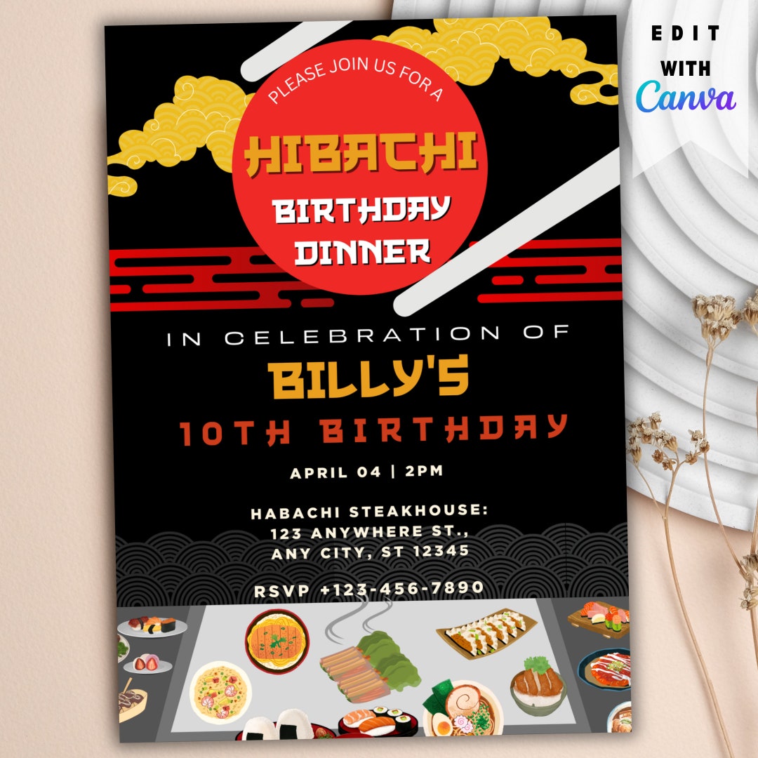 Hibachi Invitation, Hibachi Party, Hibachi Dinner Party Invitation ...