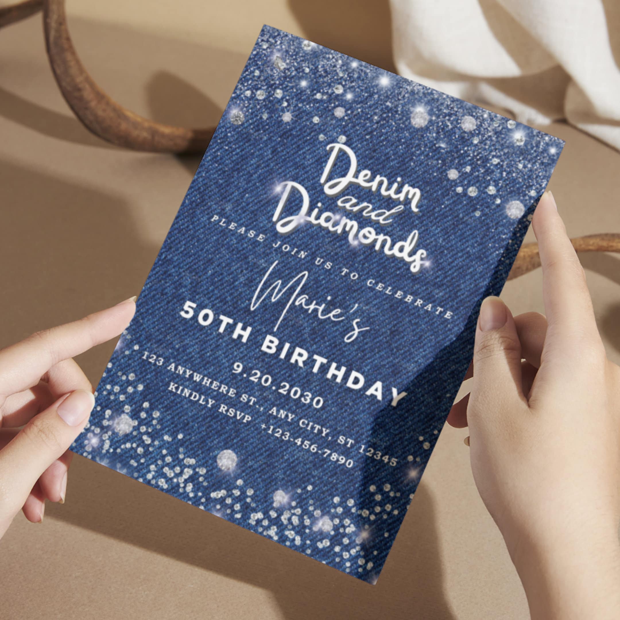 Denim and Diamond Invite, Denim Invitation, Denim Theme Party ...