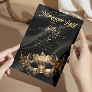 Masquerade Ball Editable Birthday Invitation Template, Printable ...