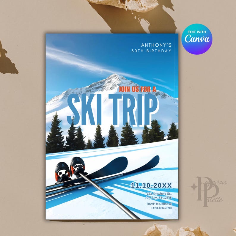 Ski Trip Invitation Template | Printable Ski Party & Vacation Invites ...
