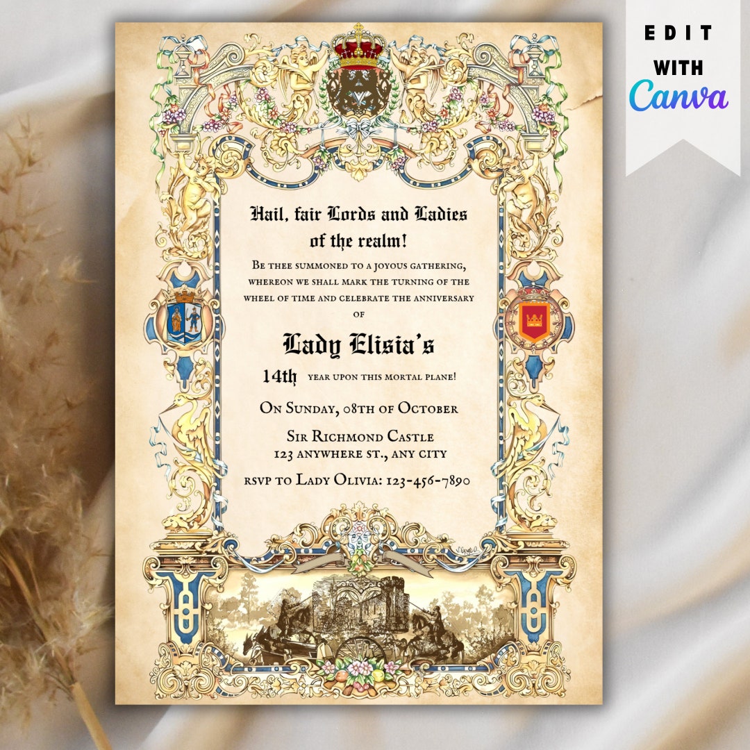 Medieval Party Invite, Medieval Invite, Medieval Renaissance Invitation ...