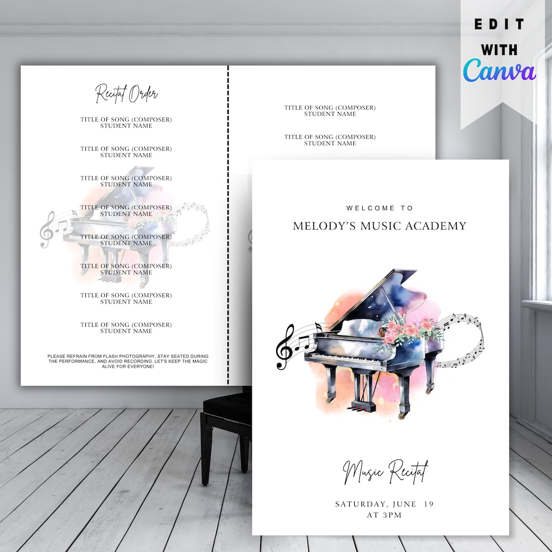 Recital Program Template, Music Program Template, Music Recital ...