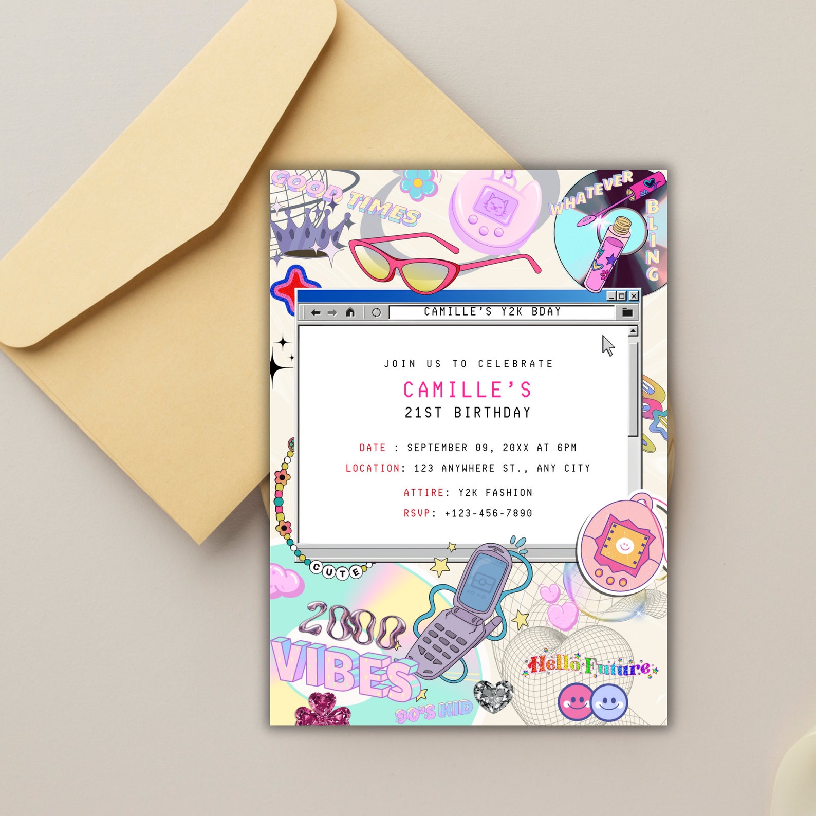 Y2K Birthday Invite, Y2K Invitation, Y2K Party Invitation, 2000s Party ...