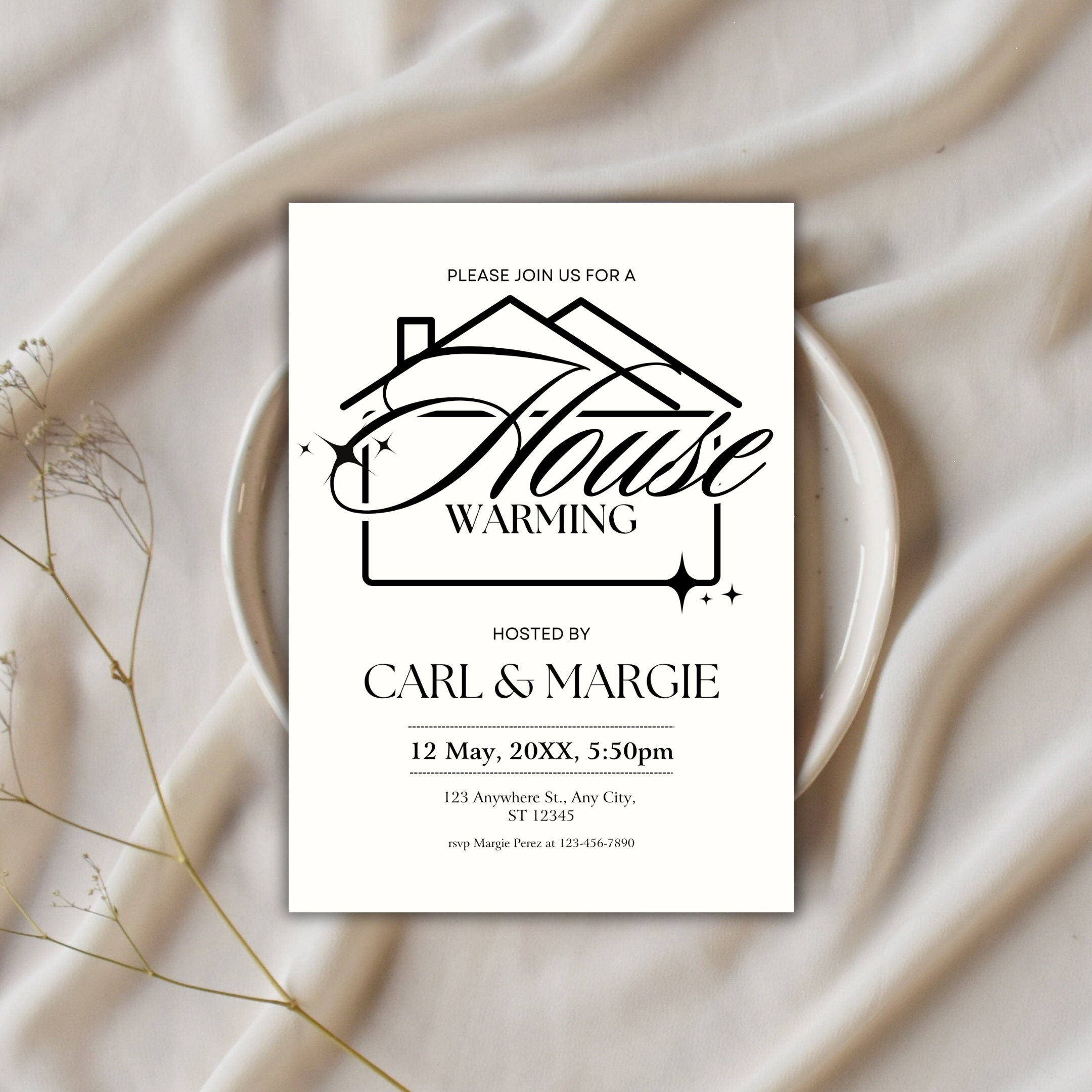 Editable House Warming Invitation - Virtual & Digital Download Template ...