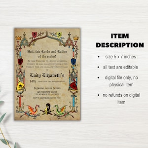 Medieval Invite, Medieval Party Invite, Medieval Invite, Medieval ...