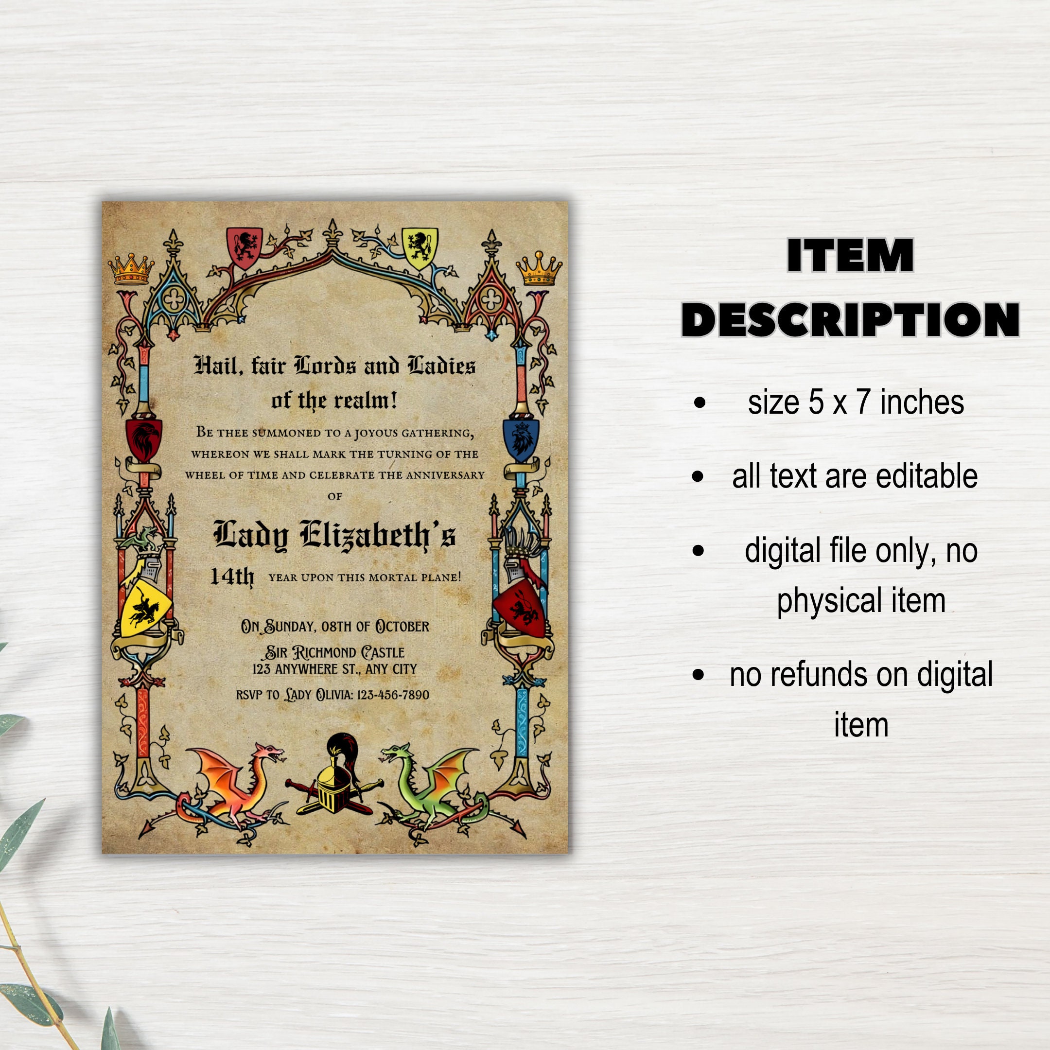 Medieval Invite, Medieval Party Invite, Medieval Invite, Medieval ...