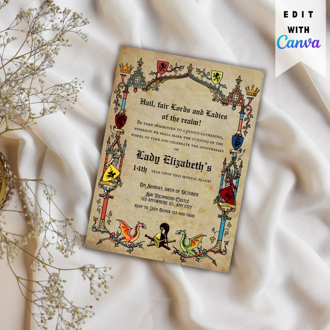 Medieval Invite, Medieval Party Invite, Medieval Invite, Medieval ...