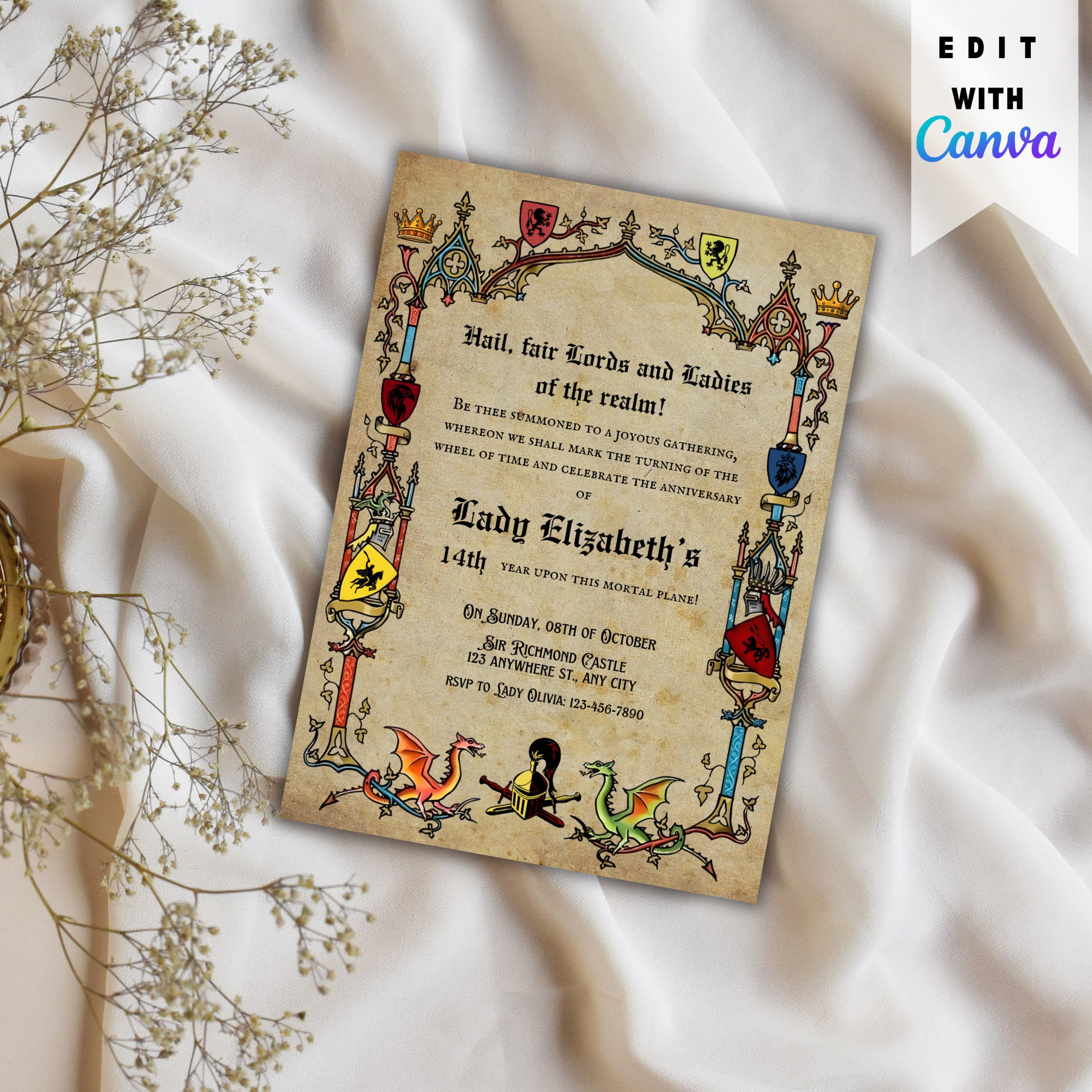 Medieval Invite, Medieval Party Invite, Medieval Invite, Medieval ...