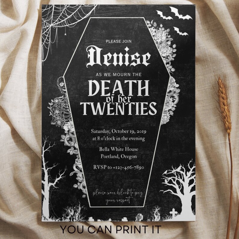 Death to My Twenties Invite Template Goodbye Twenties Invite, Funeral ...