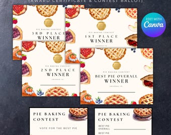 Pie Contest Printables, Pie Baking Contest Score Cards, Printable Pie ...