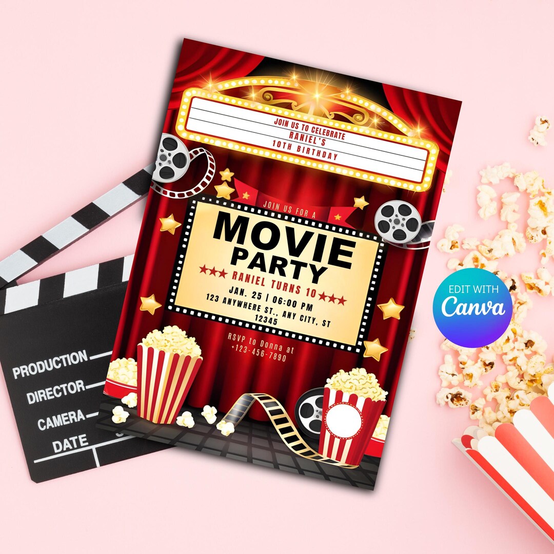 Outdoor Movie Night Invite | Printable Backyard Movie Night Invite for ...