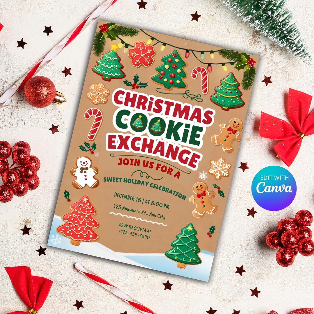 Printable Christmas Cookie Swap Invite Editable Cookie Swap Invitation ...