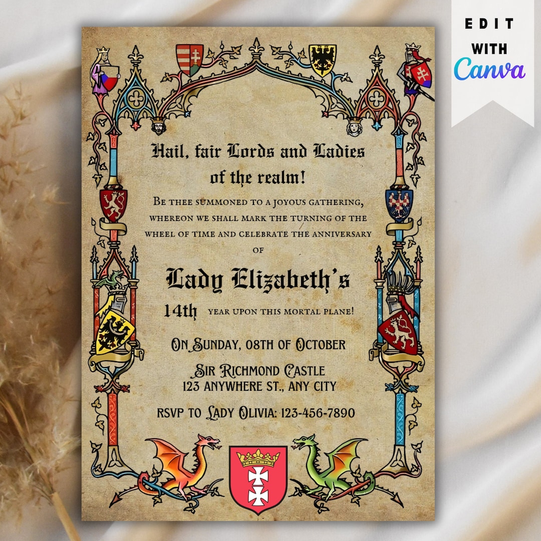Medieval Invite, Medieval Party Invite, Medieval Invite, Medieval ...