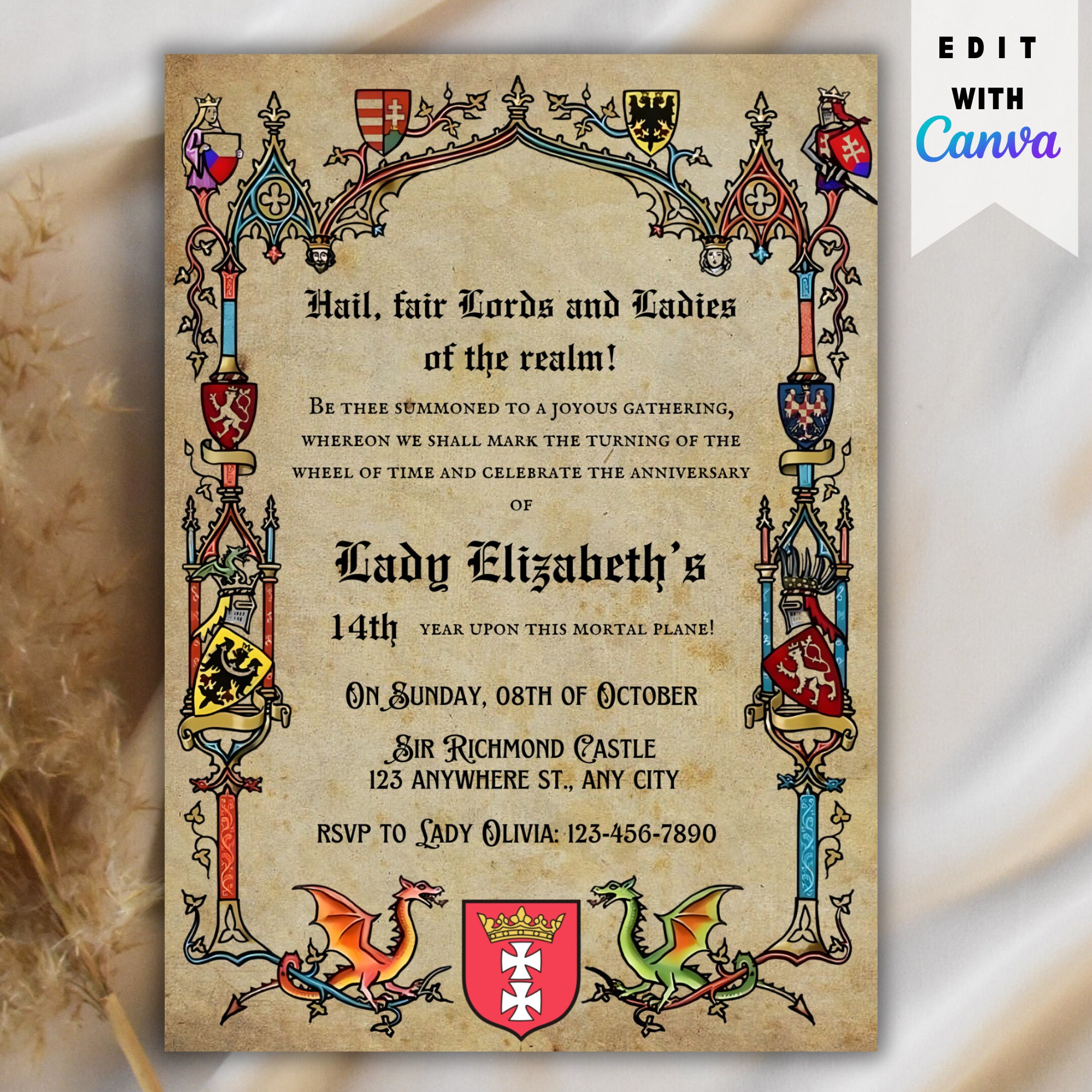 Medieval Invite, Medieval Party Invite, Medieval Invite, Medieval ...