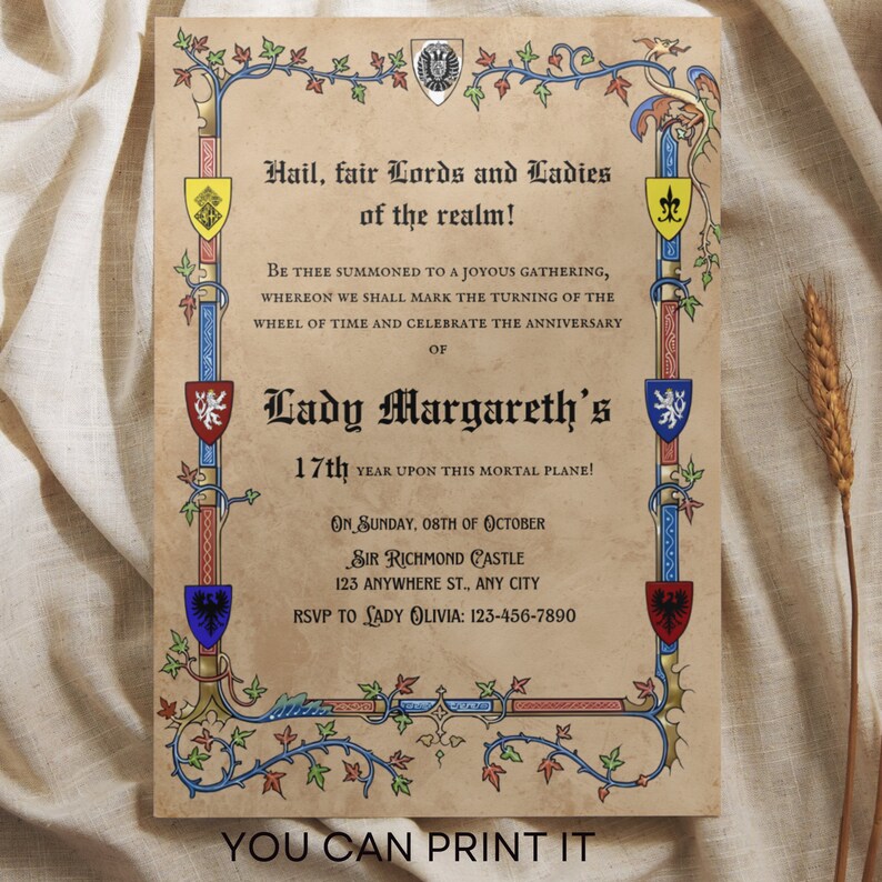 Medieval Invite, Medieval Party Invite, Medieval Invite, Medieval ...