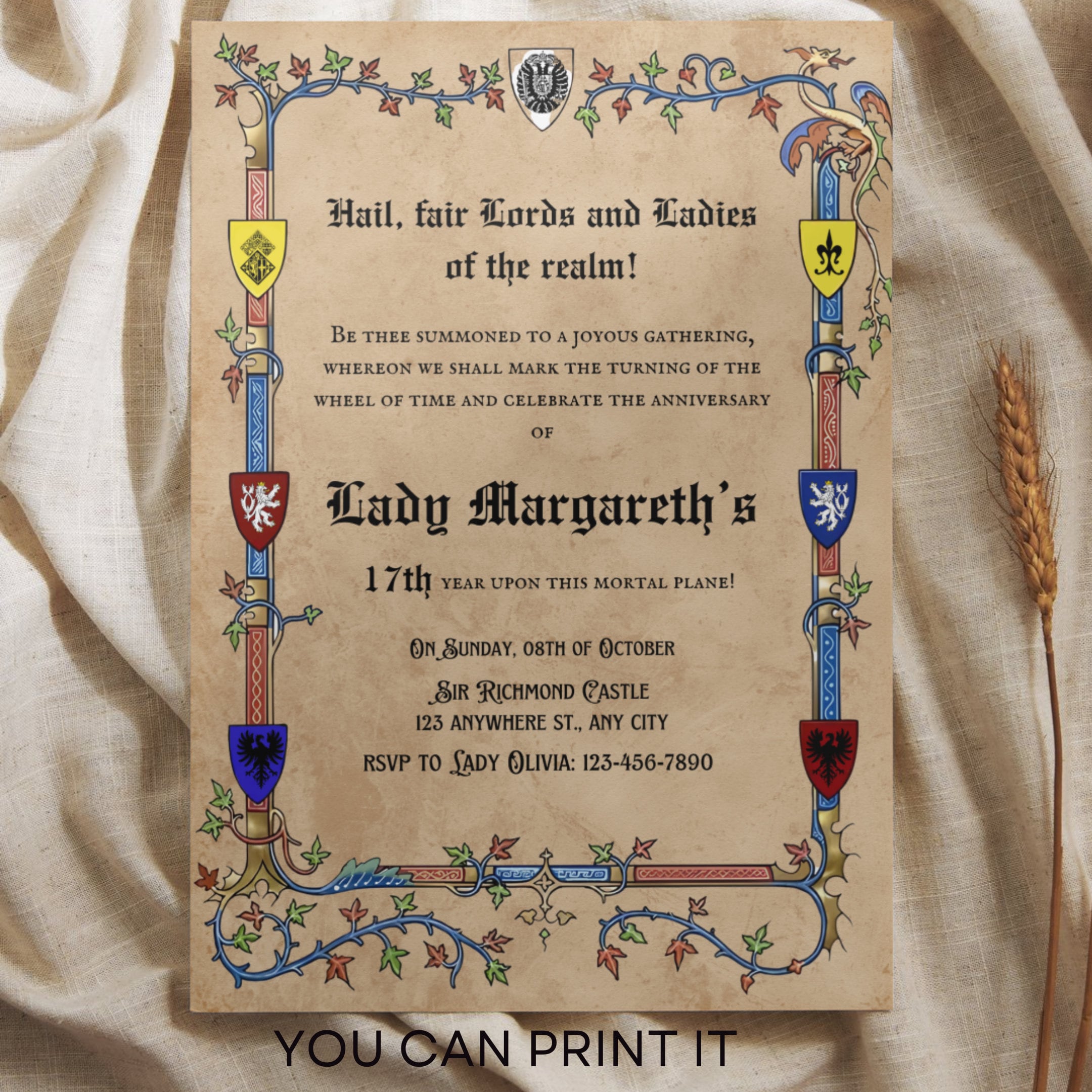 Medieval Invite, Medieval Party Invite, Medieval Invite, Medieval ...