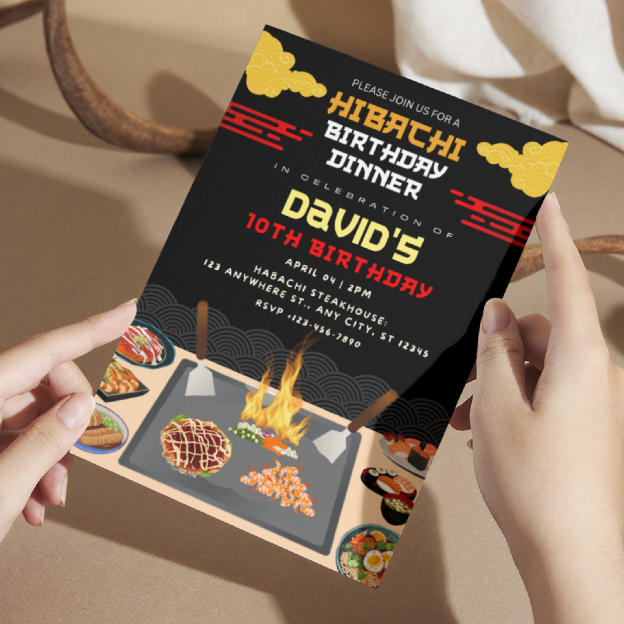 Hibachi Invitation, Hibachi Party, Hibachi Dinner Party Invitation ...
