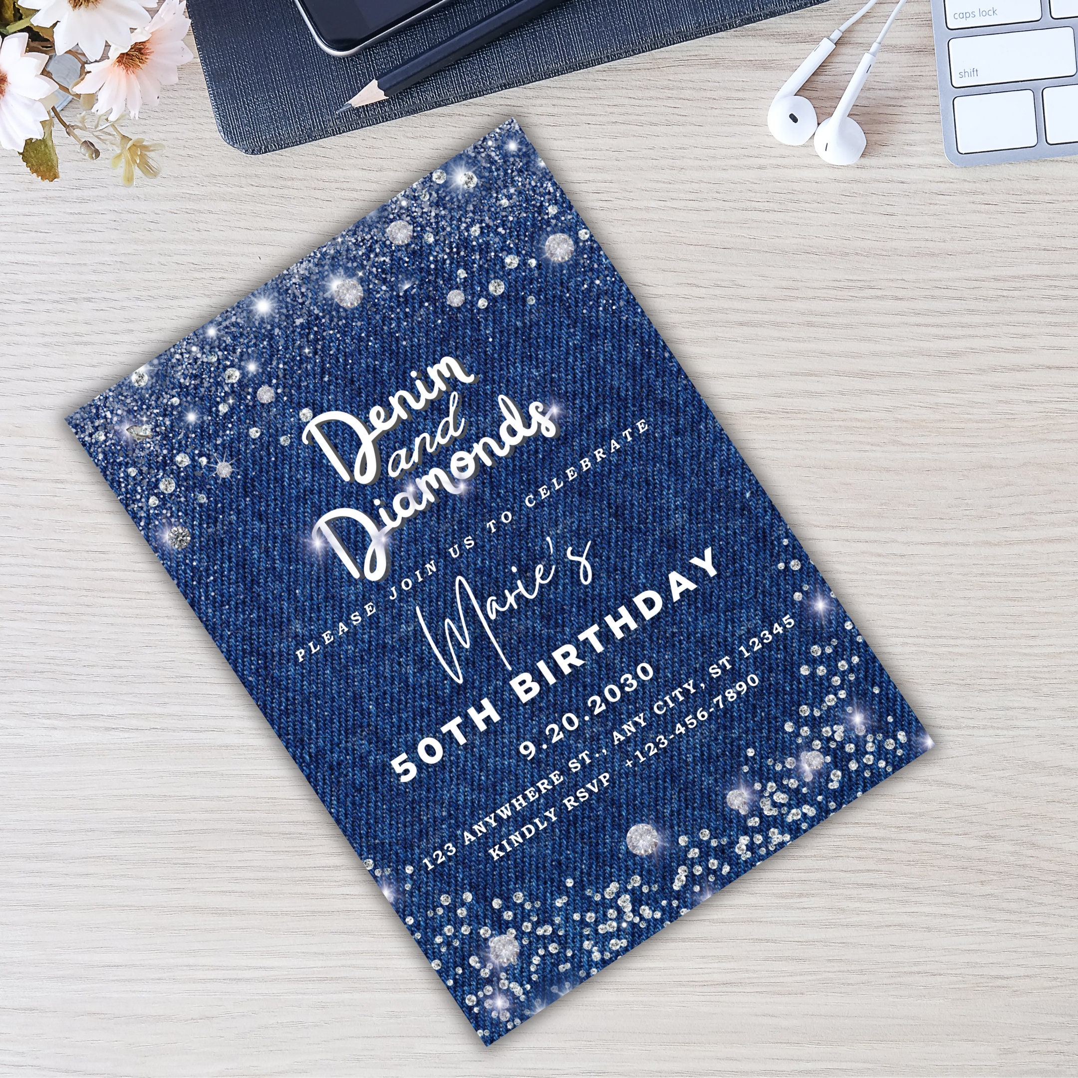 Denim and Diamond Invite, Denim Invitation, Denim Theme Party ...